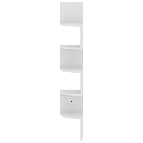Wall Corner Shelf,Wall Decor,Floating Shelves,Wall Mounted Shelves,Storage Display Shelf,Shelving Rack,for Living Room,Bathroom,Office,White 7.5"x7.5"x48.4" Engineered Wood