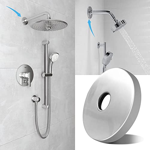 Shower Escutcheon Plate, Shower Flange Cover - Modern Shower Arm Flange 3.5” Extra Large | Universal Escutcheon Brushed Stainless Steel Replacement Cover Plate, Fits Standard 1/2" shower Pipes