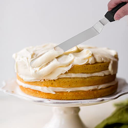 TACGEA Icing Spatula, Offset Spatula for Cake Decorating, Baking, Angled Frosting Spatula with 6, 8 10 inch Stainless Steel Blade, Set of 3