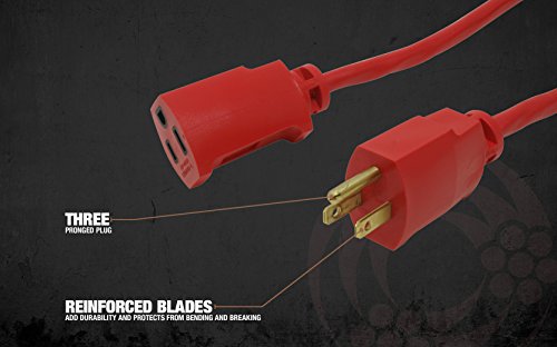 Southwire 2408SW8804 14/3 SJTW ft Vinyl Outdoor All-Purpose Extension Cord Waterproof, 50', Red