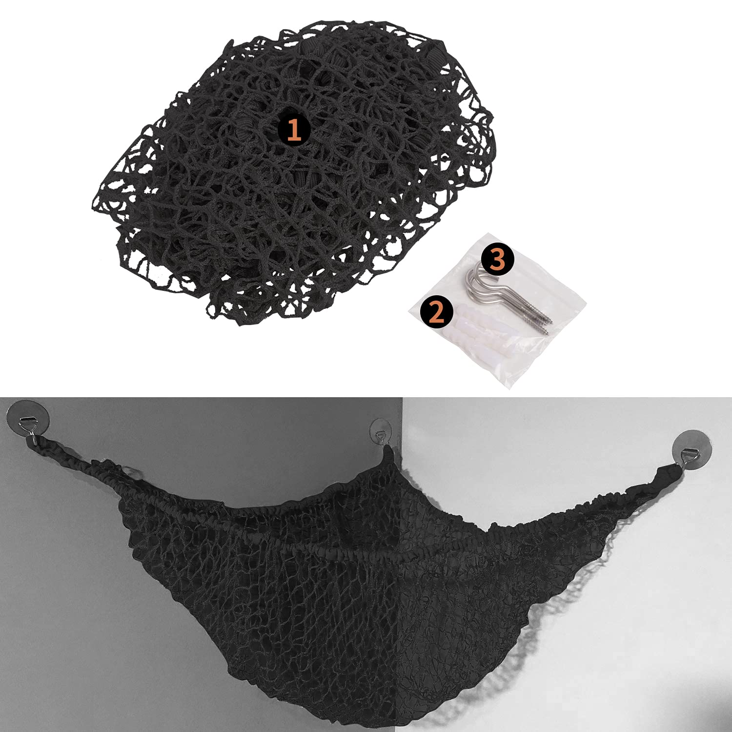 Stuffed Animal Net or Hammock, LXUNYI Toy Net Hammock for Stuffed Animals Large Stuffed Animals Hammock Plush Toys Wall Corner Hanging Storage Net Organizer (White with Tassels)