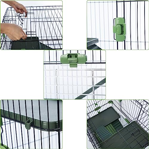 Yone jx je 4-Level Small Animal Cage Hutch with Wheels, Removable Tray, Platform and Ramp for Rabbit Bunny, Chinchillas, Ferret, Hedgehog & Gerbils (Green)