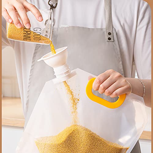 XIYAO 10 pack Grain Sealed Moisture-Proof Storage ,Washable Stand Up Food Storage Pouches ,Resealable Odor-Resistant Packaging Bags, Transparent Grain Storage Suction Bags with Funnel.