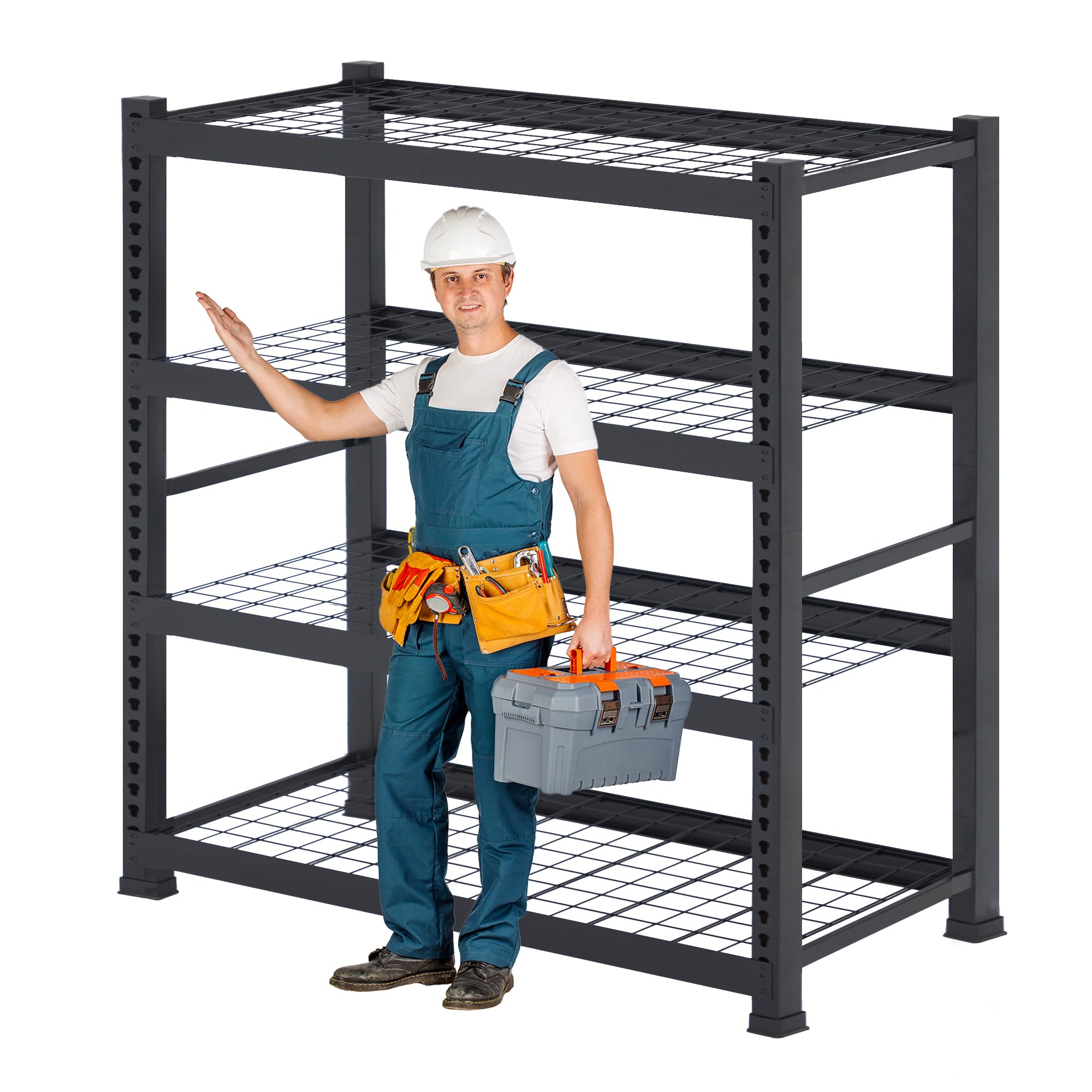 WAREYEASY Garage Storage Shelves 2500LBS Heavy Duty Garage Shelving, Adjustable Metal Shelving Unit, Storage Shelves for Garage, Basement, Kitchen, 39.8" W x 17.7" D x 72" H, 5-Tier