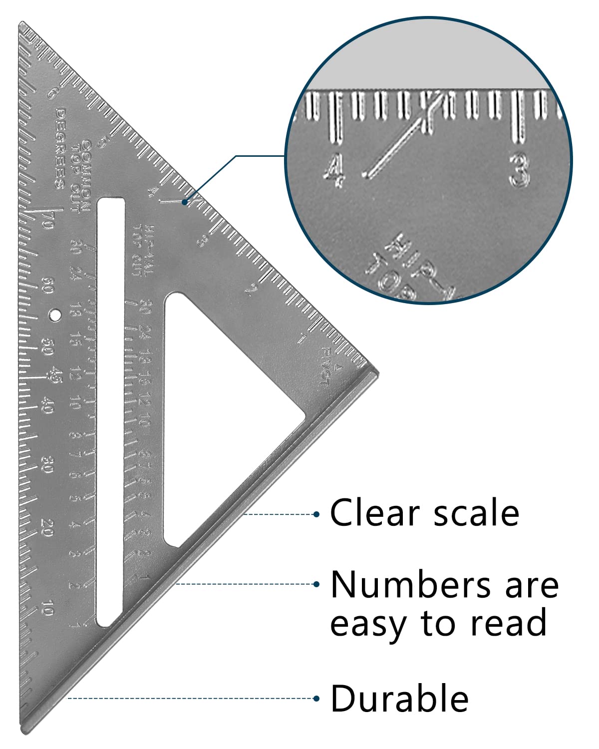 Rafter Square 2 Packs 7 Inch Carpentry Tools Aluminum Alloy Die-Casting Carpenter Square