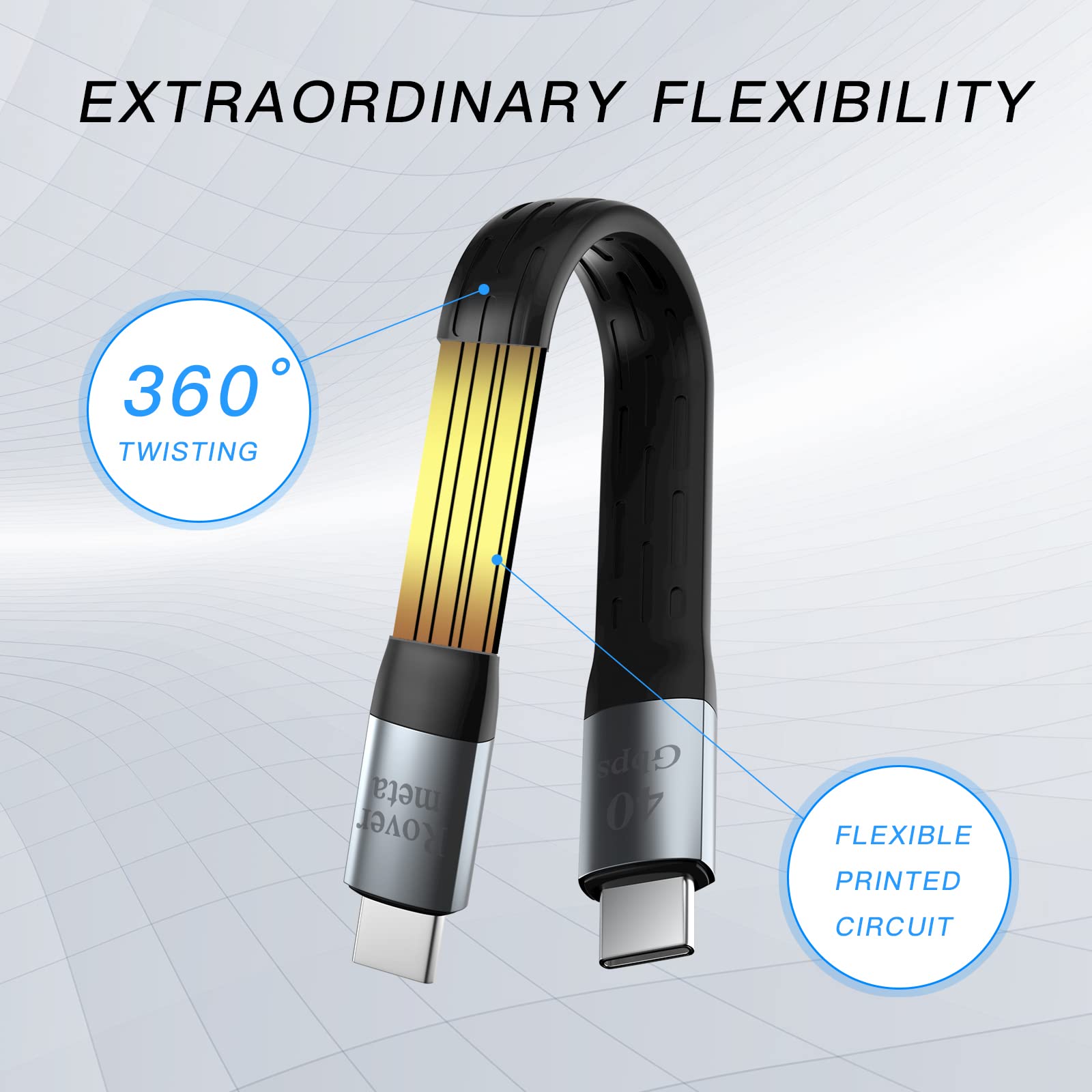 Short USB4 Cable,5inch USB C to USB C Cable Ccompatible with Thunderbolt 4/3,100W(20V,5A) 40Gbps 8K@60HZ Video for iPhone 15/15 Pro/15 Pro Max,MacBook, Android Auto, External SSD and Type-C Devices