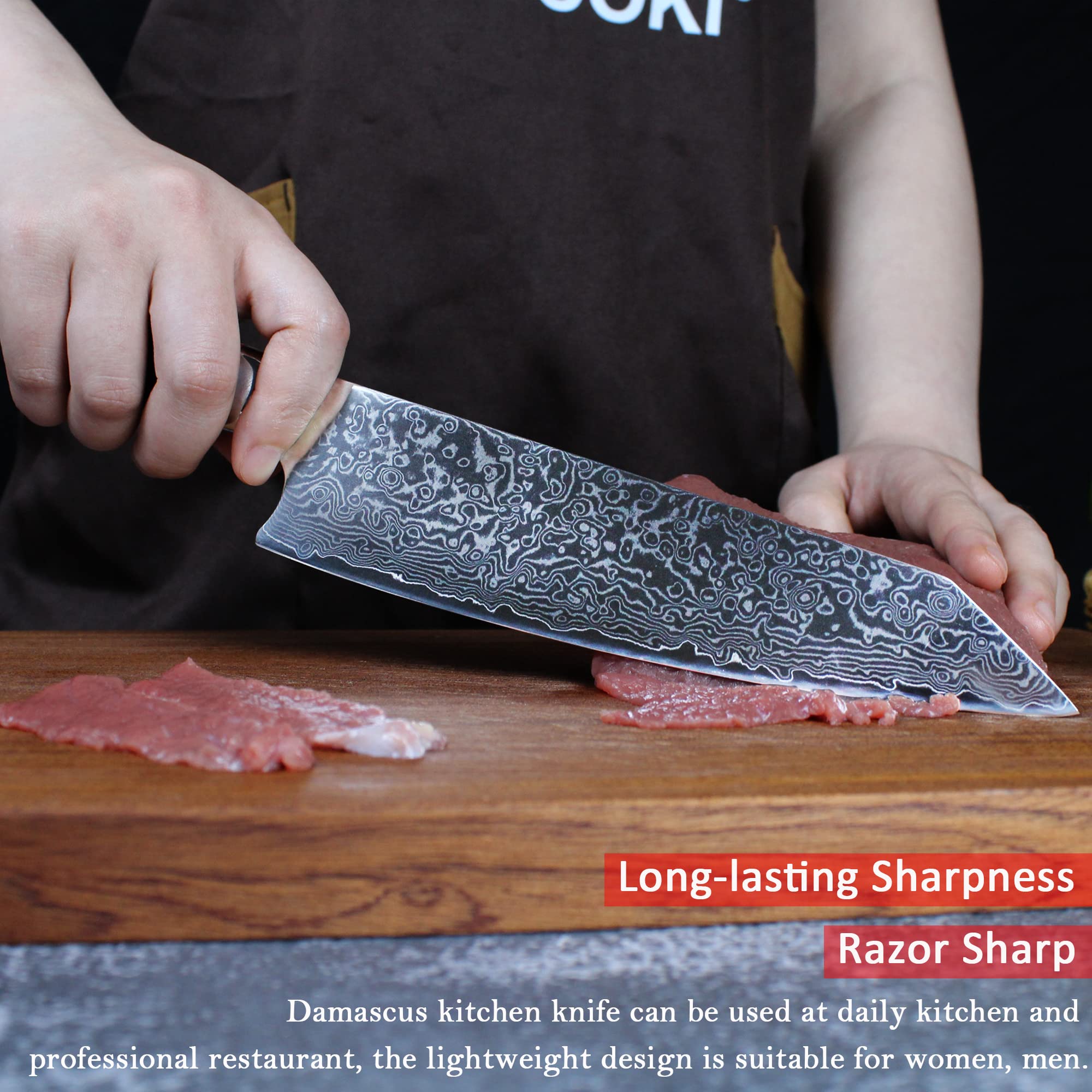 Receive Both-8" Damascus Gyuto Knife and 8" Damascus Kitchen Knife