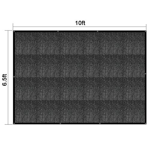 smartelf Shade Cloth 70% Sunblock Shade Cloth Net 6.5 ft x 10 ft - Black Bulk UV Resistant Fabric Mesh for Greenhouse Shade Cloth Taped Edge with Gromments Included 10pcs 6" Ball Bungee