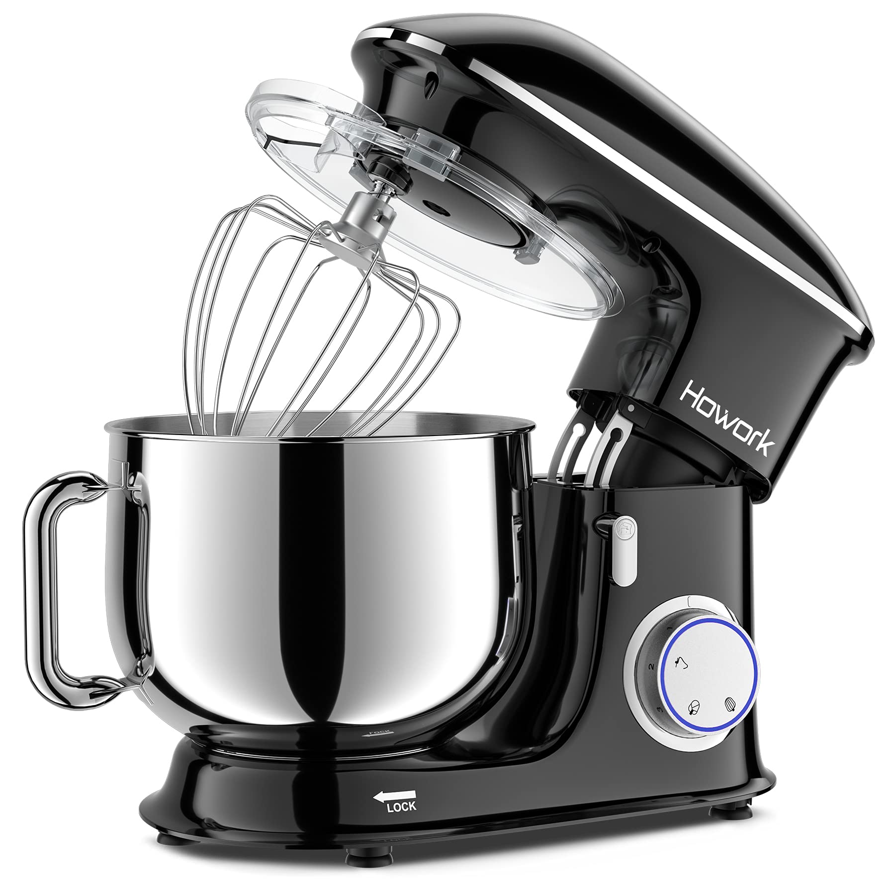 HOWORK 8.5QT Stand Mixer, 660W 6+P Speed Tilt-Head, Electric Kitchen Mixer With Dishwasher-Safe Dough Hook, Beater, Wire Whip & Pouring Shield (8.5 QT, Red)
