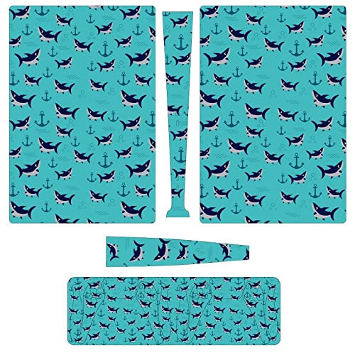 Shark with Anchor Full Protective Skin Cover Design Wrap Decal Sticker Compatible with PS5 Digital Edition Console and Controller