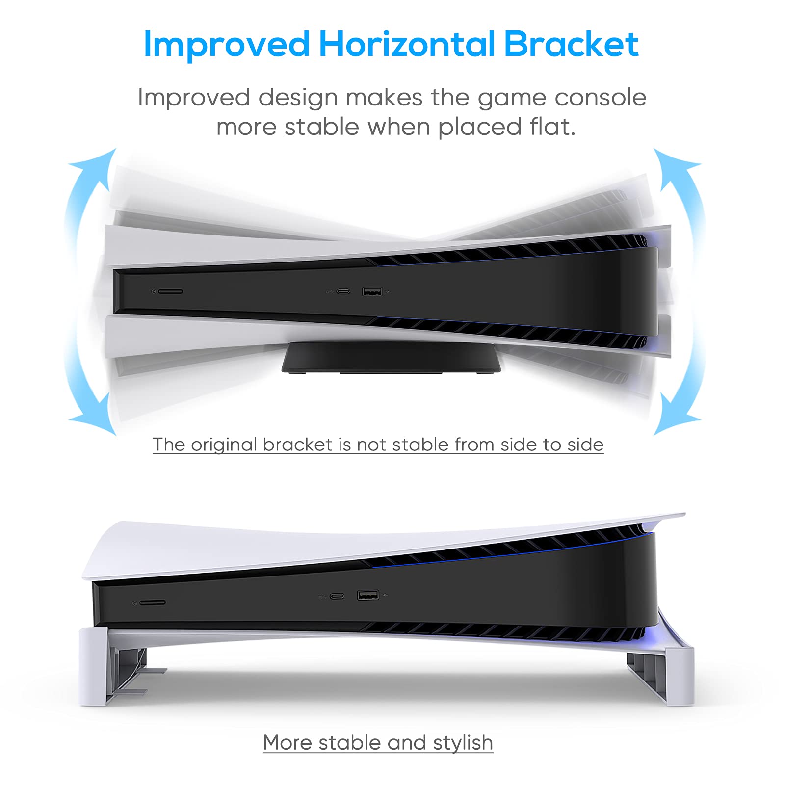 Horizontal Stand Compatible with PS5 Disc & Digital Editions, Accessories Base Stand Holder for PS5 Console