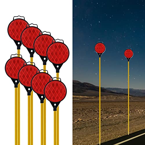 Orange Driveway Reflectors, Reflective Driveway Markers, 2-Way reflector,Snow Markers for Driveway 43 Inch Fiberglass Rod(Pack of 8)
