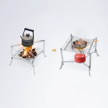 KingCamp Folding Campfire Grill Kit Camp Grill Over Fire Stainless Steel Camping Portable Grill Grate Stove Burner Outdoor Firepit with Carrying Bag for Backpack Cooking Picnic Hiking,BBQ