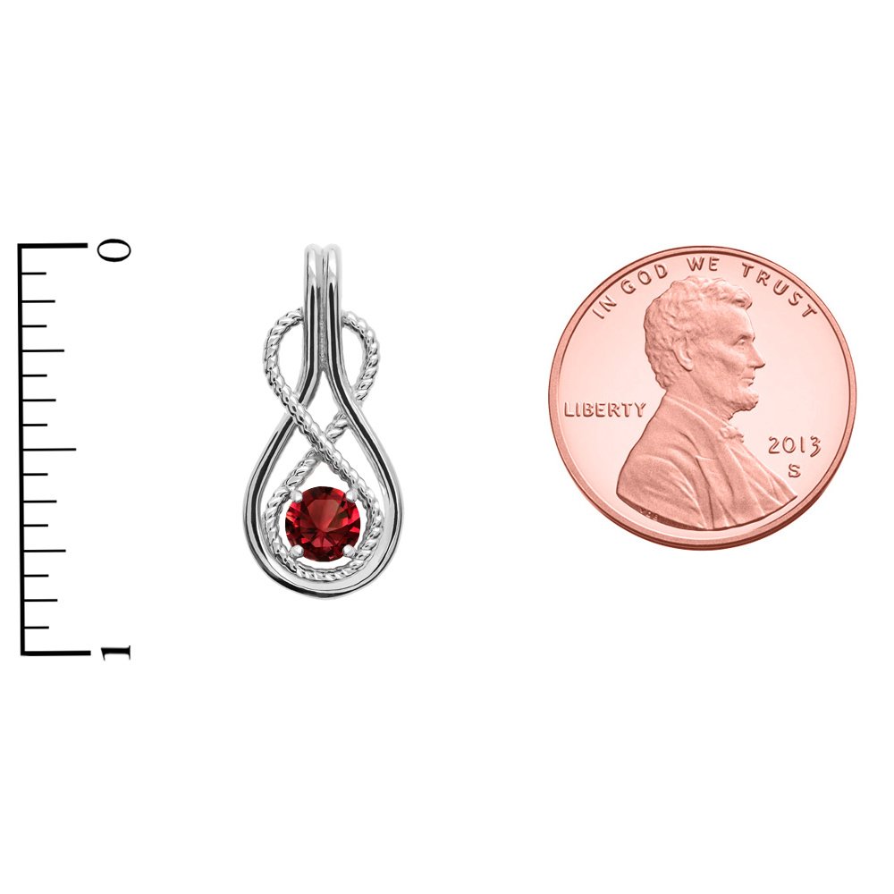 Infinity Rope January Birthstone Garnet 14k White Gold Pendant