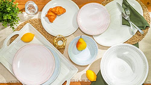 Zak Designs French Country House Melamine Plastic Oval Serving Platter (16 inches, Oyster), Condiment Bowl-Tray 4pc, durable and BPA Free