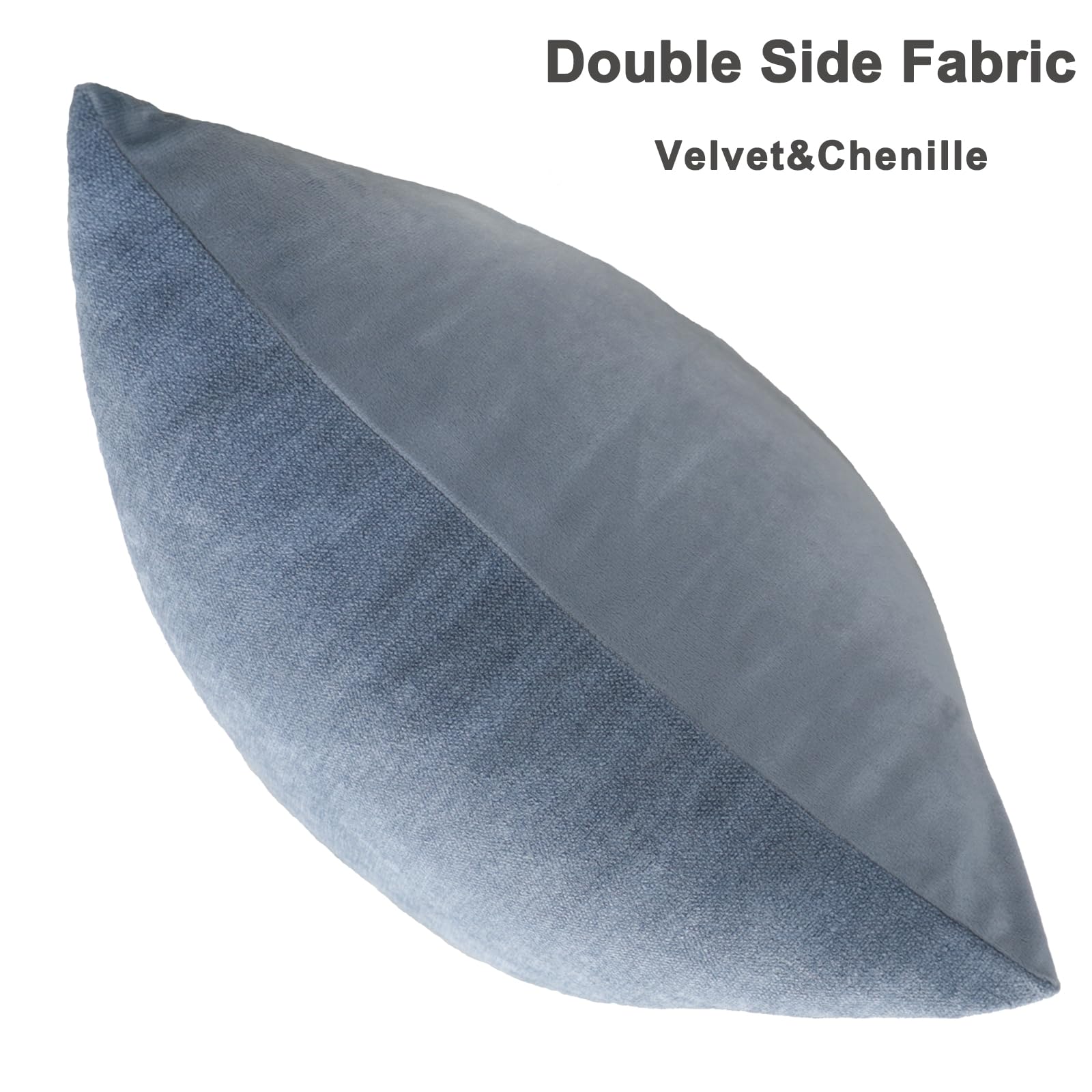 JIANTKJ Decorative Throw Pillow Covers Set of 4, Velvet&Chenille Double-Sided Design Couch Pillows for Living Room Sofa Bedroom Modern Home Decor (18x18 Inch,Grey)