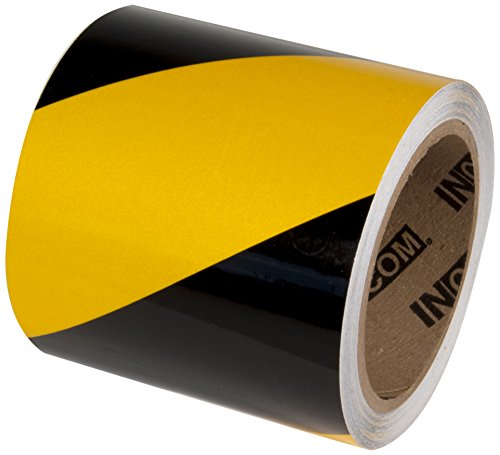Incom Manufacturing: Engineer Grade Reflective Safety Tape, 4" x 30', Yellow/Black