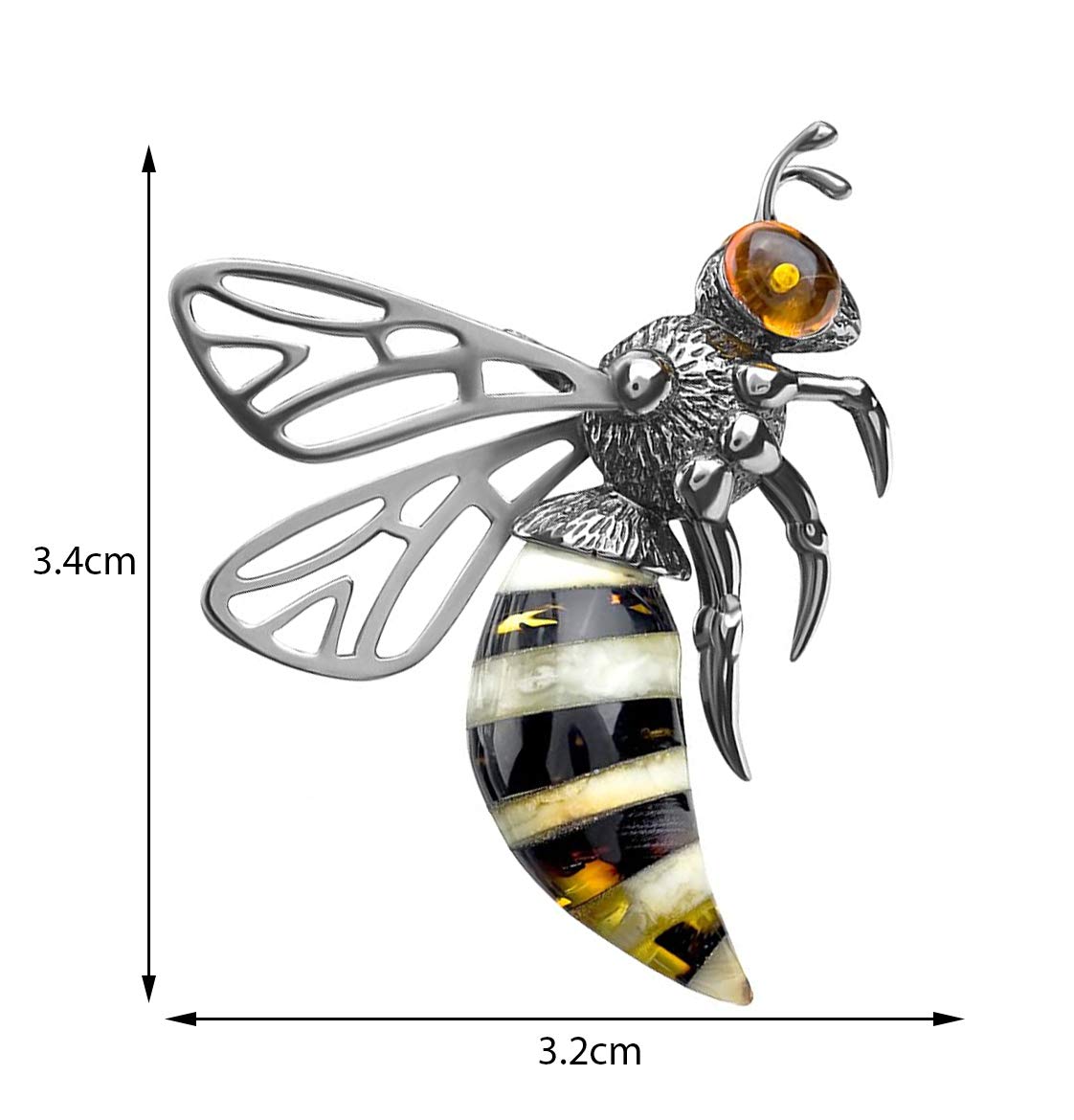 Ian and Valeri Co. Multicolor Amber Sterling Silver Bee Pendant