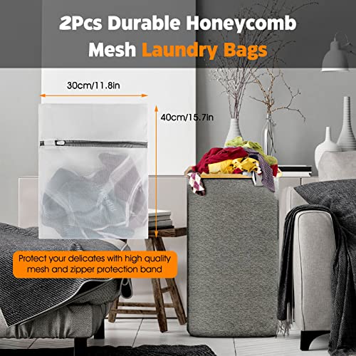 ZANHIX 110L Laundry Hamper with Lid, Removable Inner Bag and 2 Mesh Bags, Large Laundry Basket, Grey Clothes Hampers for Laundry with Lid for Bedroom and Bathroom