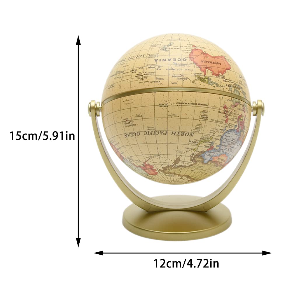 Mini World Globe Desktop Globe for Classroom Geography Teaching Rotating World Map Globe With Base Educational Tool Desk & Office Decor (4.72 x 5.9 inch)