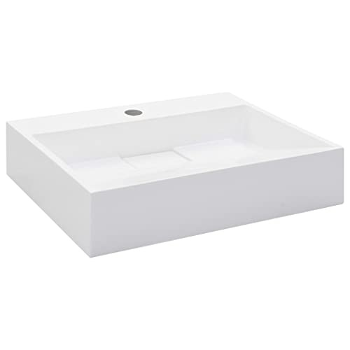 Wash Basin 19.7"x15"x5.1" Mineral Cast/Marble Cast White,Mineral Cast Vessel Sink: Chic and Timeless for Bathrooms and More Bath Fixtures,Bathroom Sinks