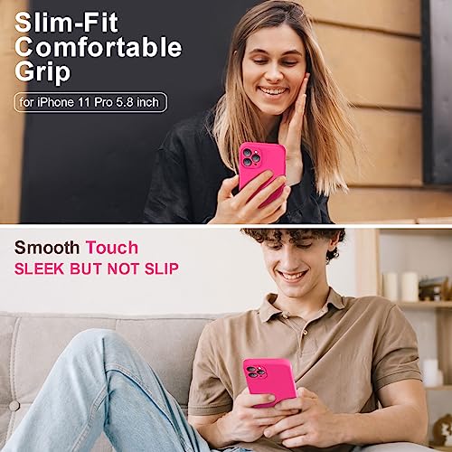 Vooii Compatible with iPhone 11 Pro Case, Upgraded Liquid Silicone with [Square Edges] [Camera Protection] [Soft Anti-Scratch Microfiber Lining] Phone Case for iPhone 11 Pro 5.8 inch - Hot Pink