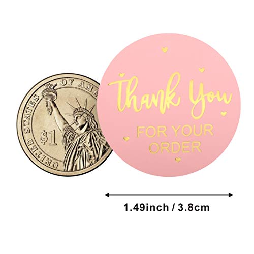 Idefair 1.5" Sticker Roll 500 PCS, Thank You Sticker Adhesive Lables for Small Business,Online Retail,Sealing Decoration (Pink)
