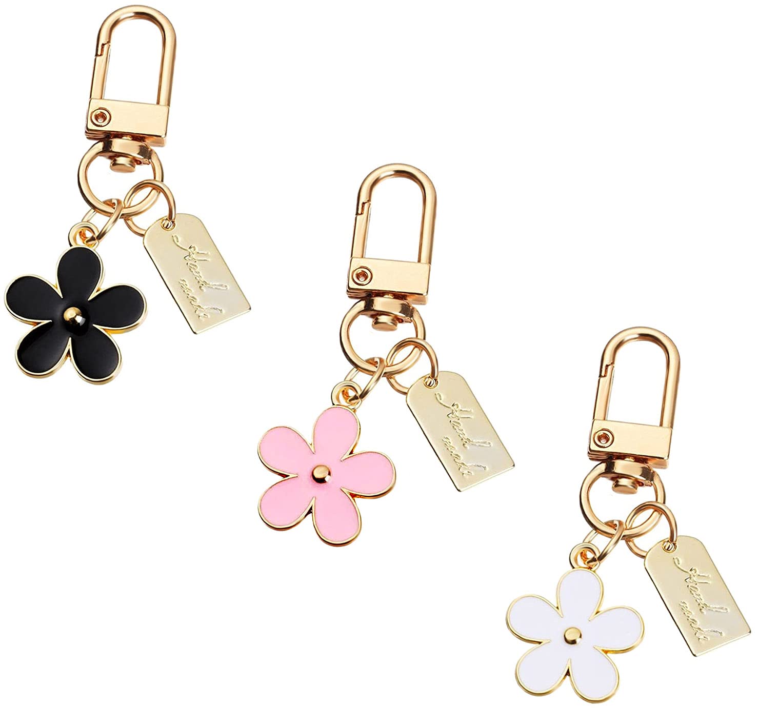HOSBY 3 Pcs Keychains for Women, Bag Charm Flower Key Chain Car Key Ring Pendant for Purse, Handbag Bag, Earphone Case Decoration