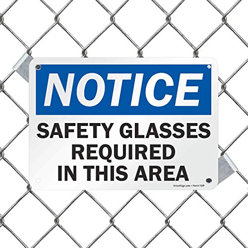 SmartSign - U9-1559-NP_7x10 "Notice - Safety Glasses Required In This Area" Sign | 7" x 10" Plastic Black/Blue on White