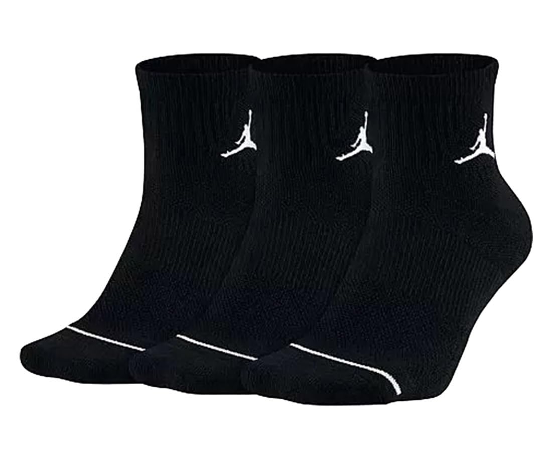 Jordan JUMPMAN QTR 3PPK mens workout-and-training-socks SX5544-010_L - BLACK/BLACK/BLACK