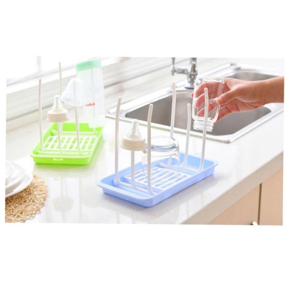 Space Saving Baby Bottle Folding Rack, Drying Rack Portable Bottle Dryer Holder for Nipples, Cups, Pump Parts and Accessories Great for Home & Travel(Blue)
