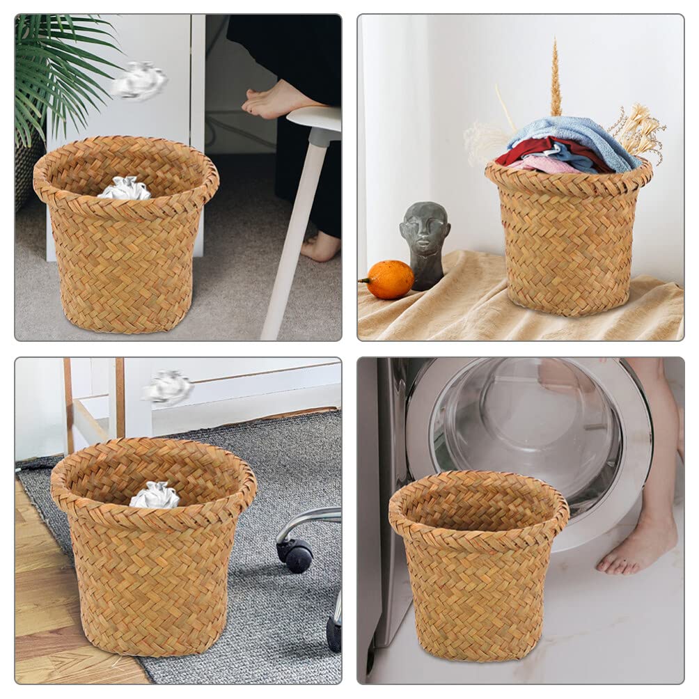 Wastebasket Trash Can Woven Trash Basket for Bathroom Woven Trash Baskets Woven Waste Basket for Home Woven Trash Can Tall Storage Baskets Laundry Baskets Wicker Waste Basket