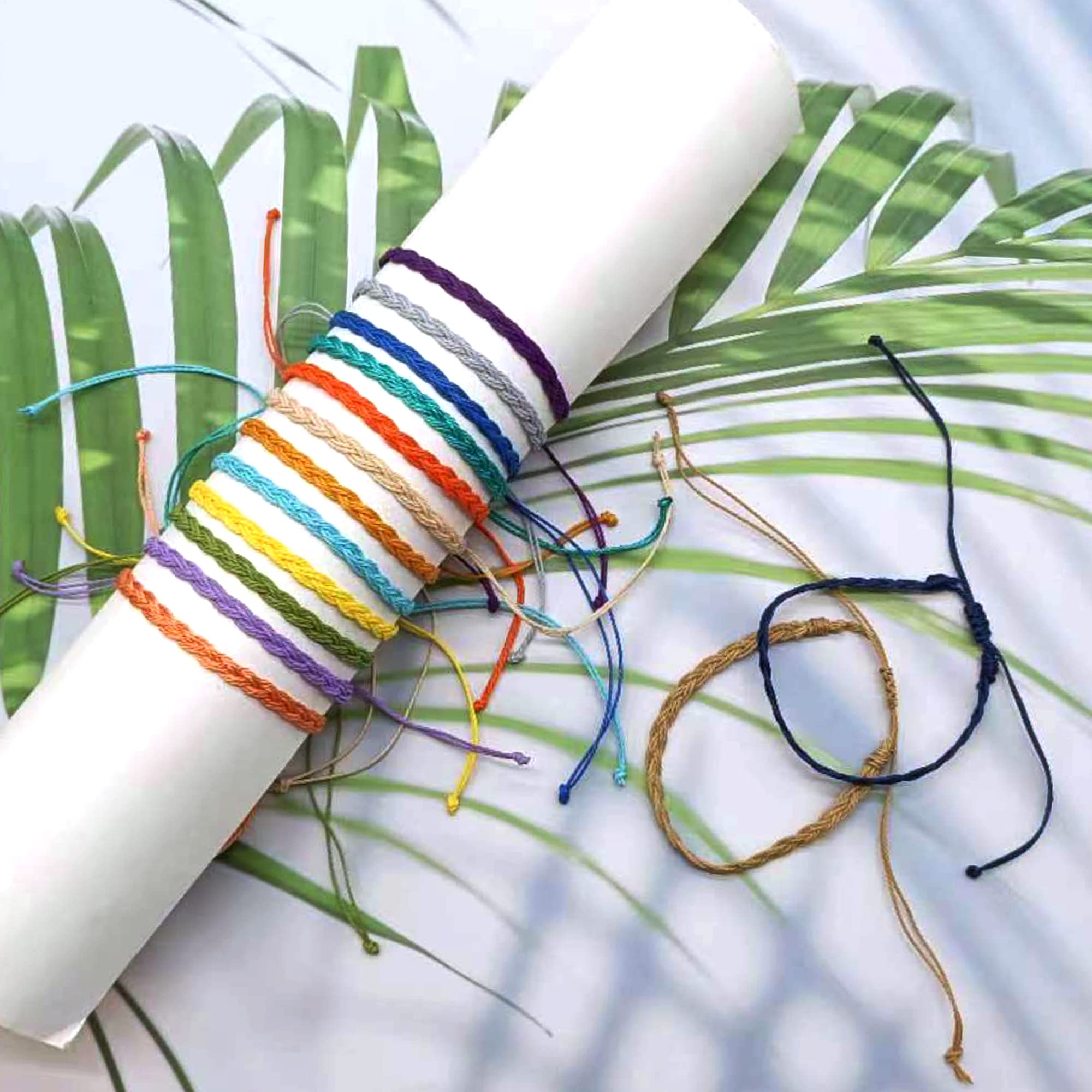 MOZAKA 20PCS Woven Friendship Bracelets for Women Handmade Braided String Bracelets Waterproof Wax Rope Bracelets Multicolor Surfer Wrap Bracelets Adjustable Boho Summer Beach Bracelets
