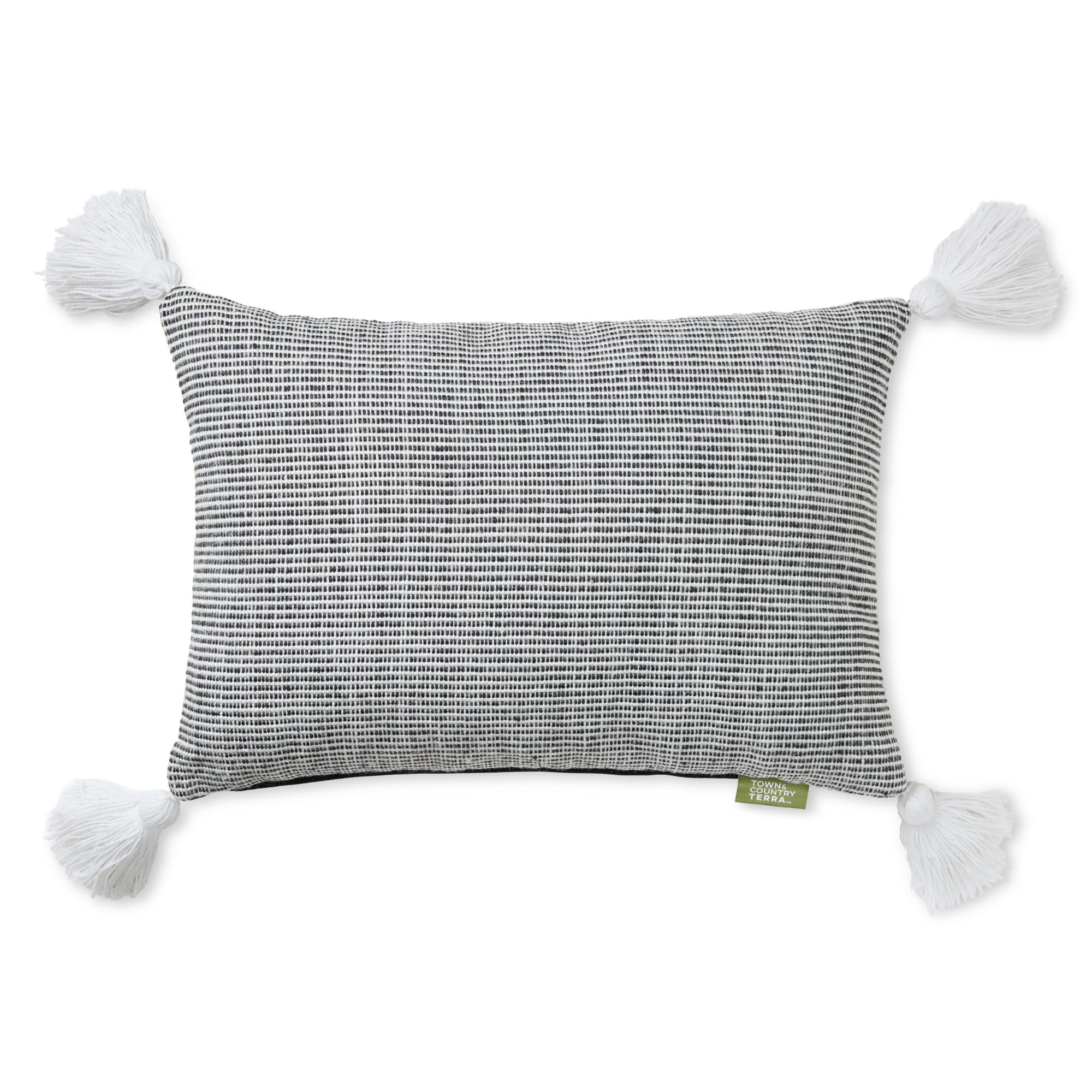 TOWN & COUNTRY TERRA Alara Indoor/Outdoor Decorative Pillow, 14"x20", Black/Ivory
