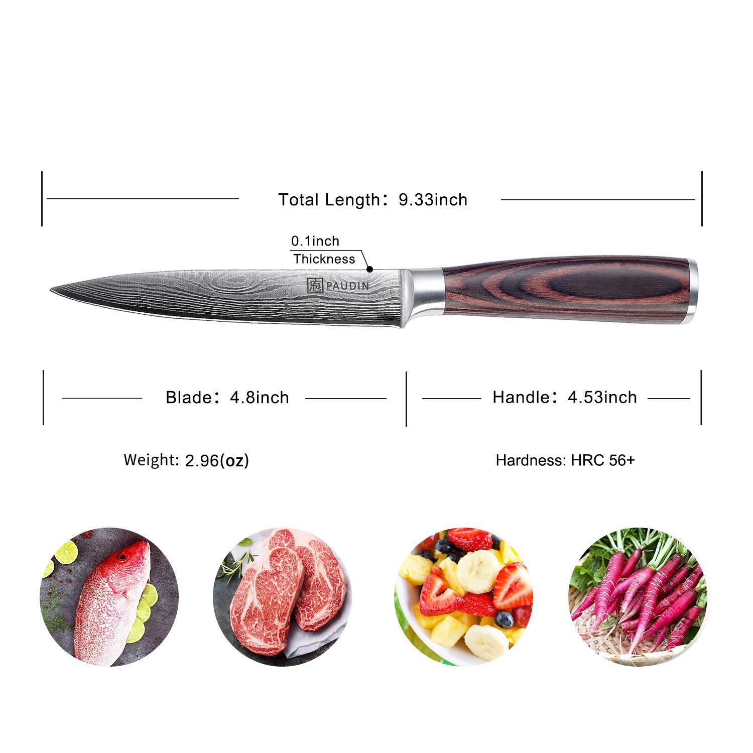 PAUDIN Nakiri Knife, Chef's Knife and Utility Knife
