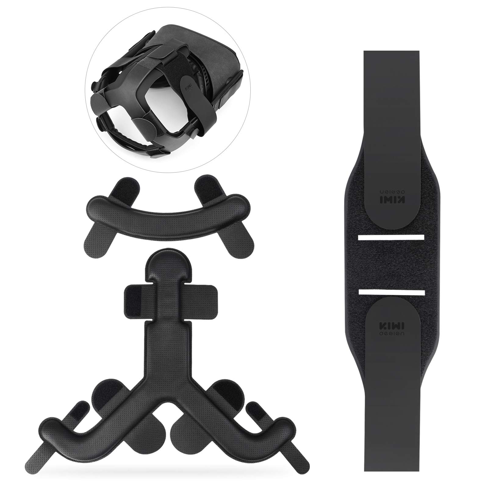 KIWI design Head Strap Pad VR Headset Accessories Reduce Head Pressure Comfortable PU Leather & Soft Foam Pad Headband Cushion Custom Set 3-Pieces Fit Quest, Not Fit Quest 2