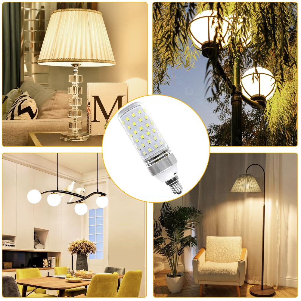 inShareplus E12 LED Corn Bulbs, Super Bright Daylight White 6000K, 16W Candelabra Light Bulbs, CRI80+, 1500LM 120W Equivalent, E12 Base LED Chandelier Bulbs, Non-Dimmable LED Lamp, 6 Pack