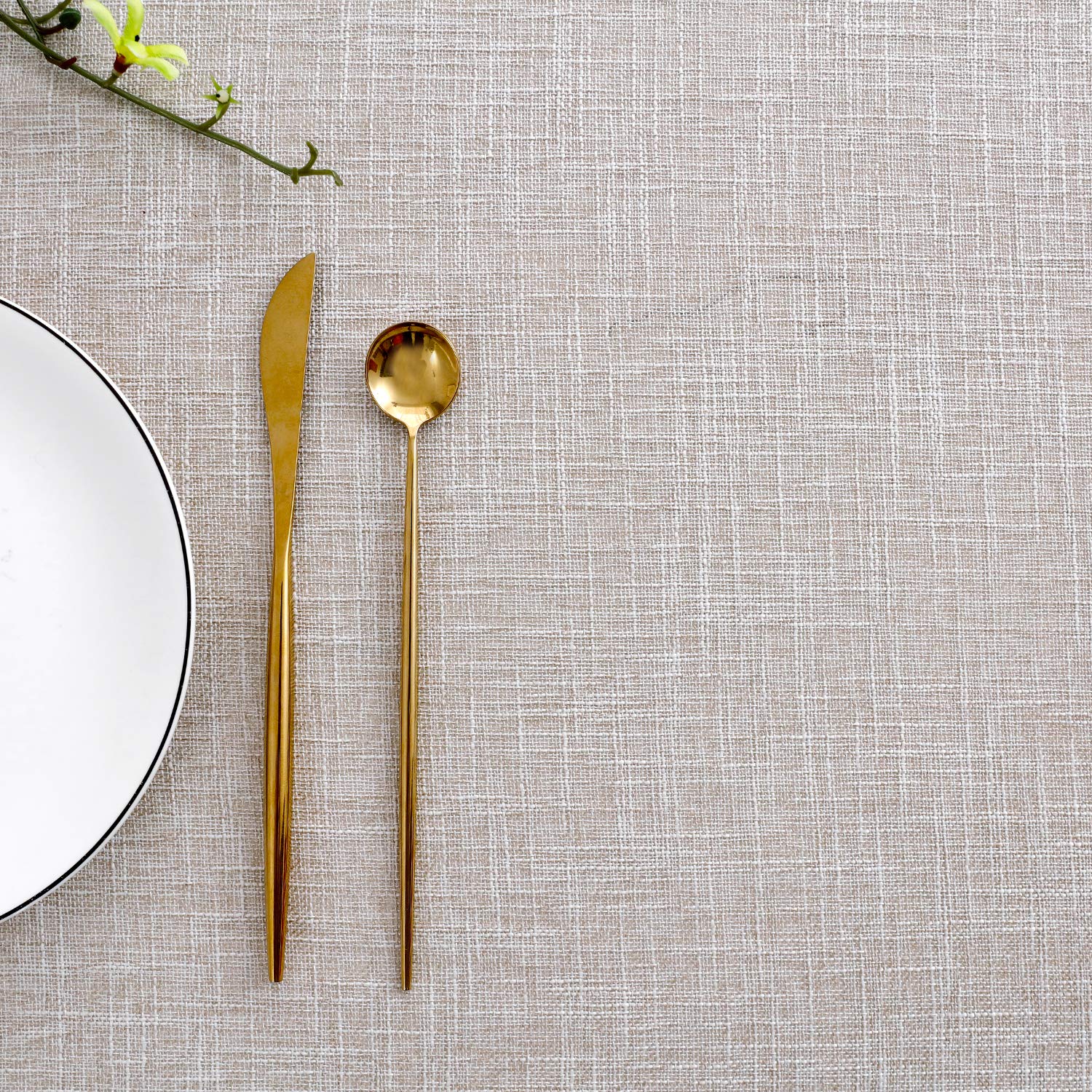 maxmill Flaxy Faux Linen Table Cloth with 2-Tone Slubby Texture Wrinkle Resistant Anti-Shrink Soft Tablecloth for Kitchen Dining Tabletop for Buffet Banquet Parties Rectangle 52 x 70 Inch Linen