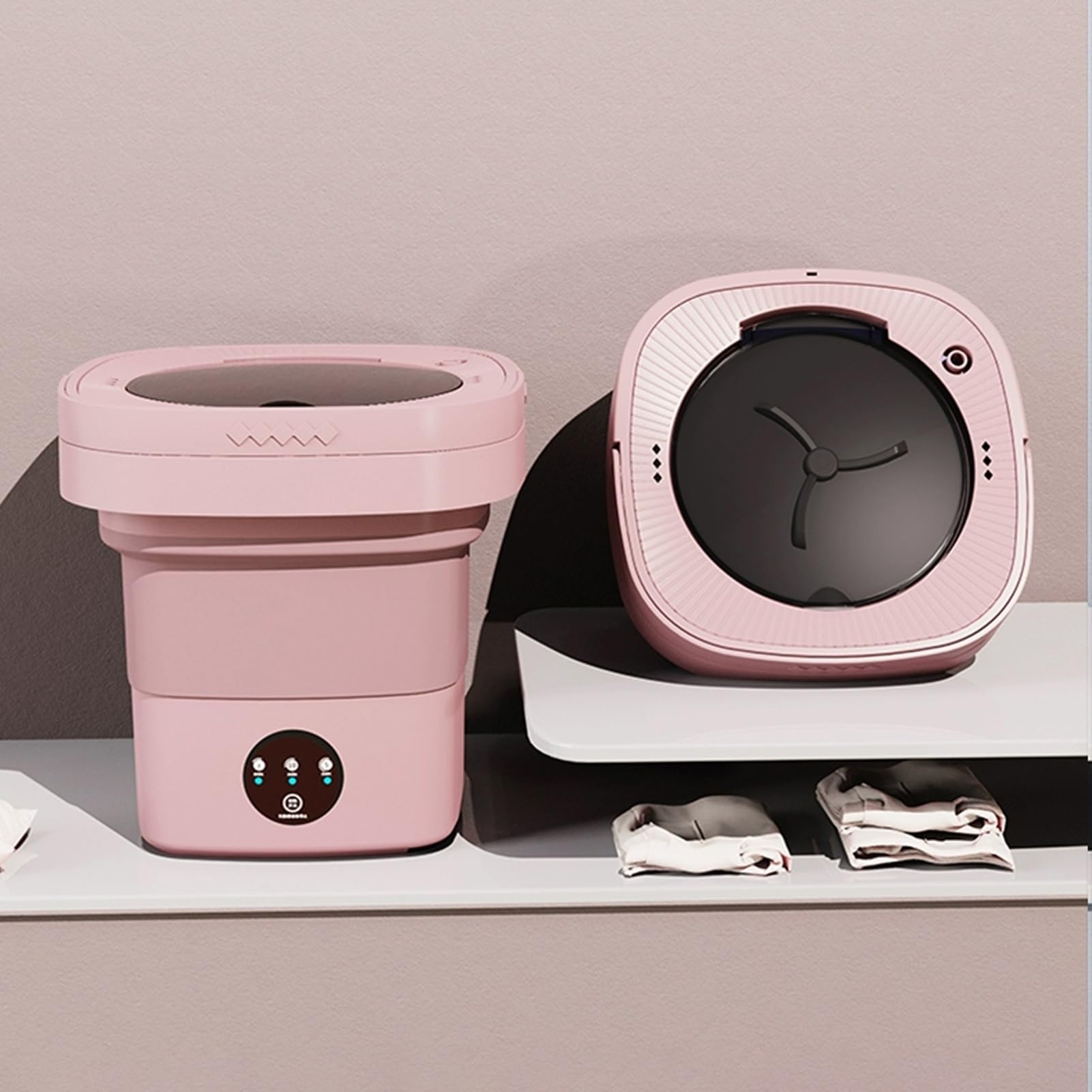 YZMJXNYY Portable Washing Machine, Mini Foldable Washer with Dryer, Small Collapsible Washer with Deep Cleaning of Underwear, Baby Clothes and Small Clothes for Apartments, Dormitories(Pink,11L)