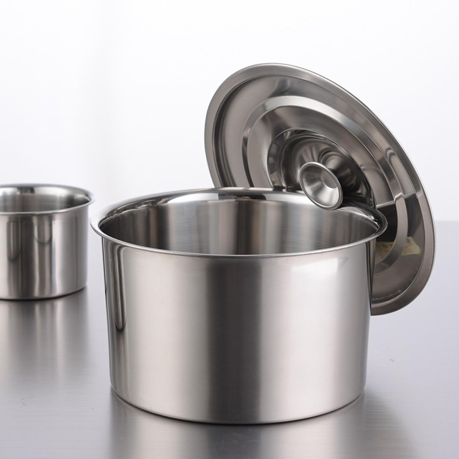 Stainless Steel Stew Pot Non Stick Multi Functional Original Flavor with Lid Convenient and Practical for Seasoning, Soups and Containers (Large 16x16x11cm/6.3x6.3x4.33in)