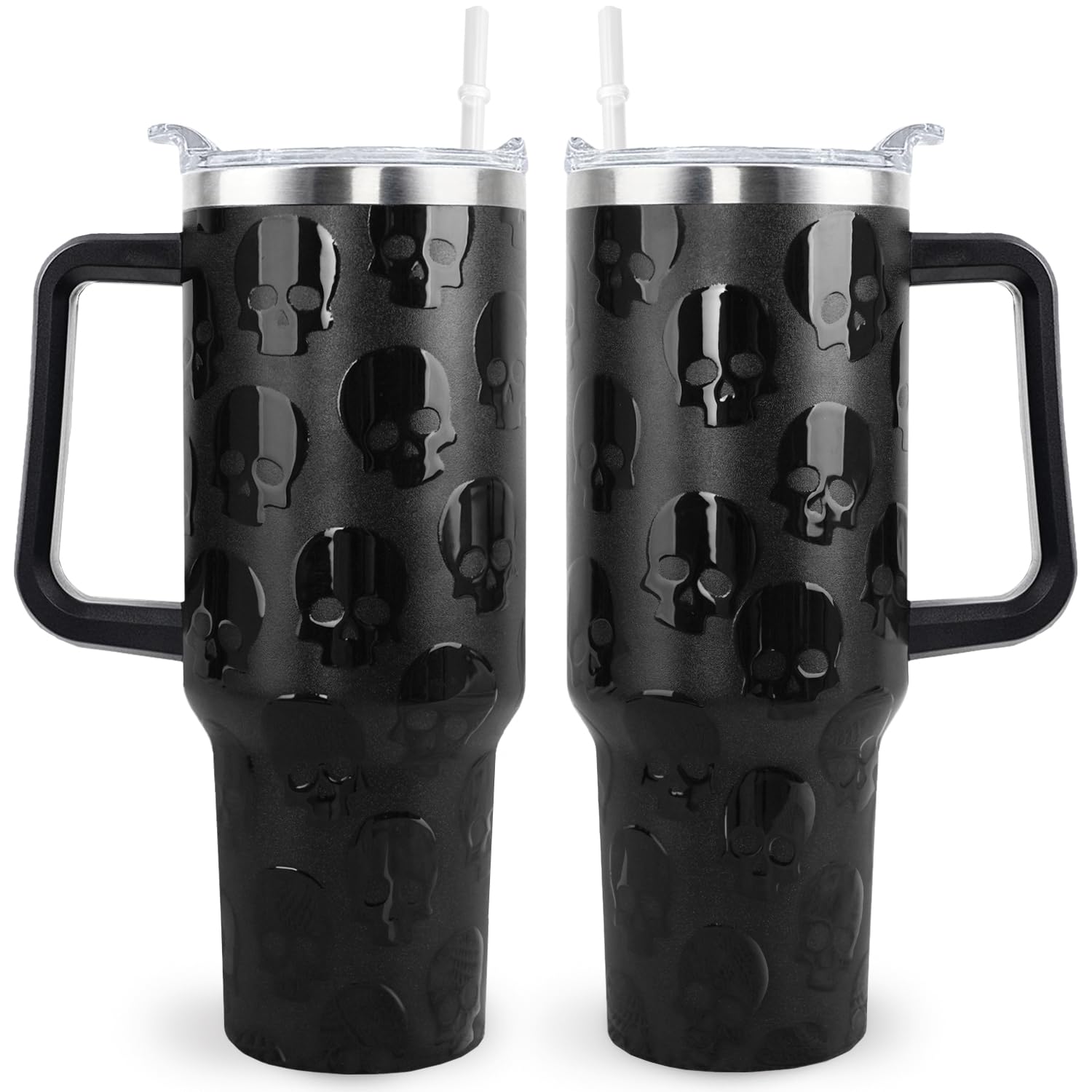 sxmluedn Goth Gifts Goth Tumbler Halloween Tumbler 40 Oz Skull Gifts Cup For Women Men Spooky Skeleton Travel Mug with Handle Lid and Straw