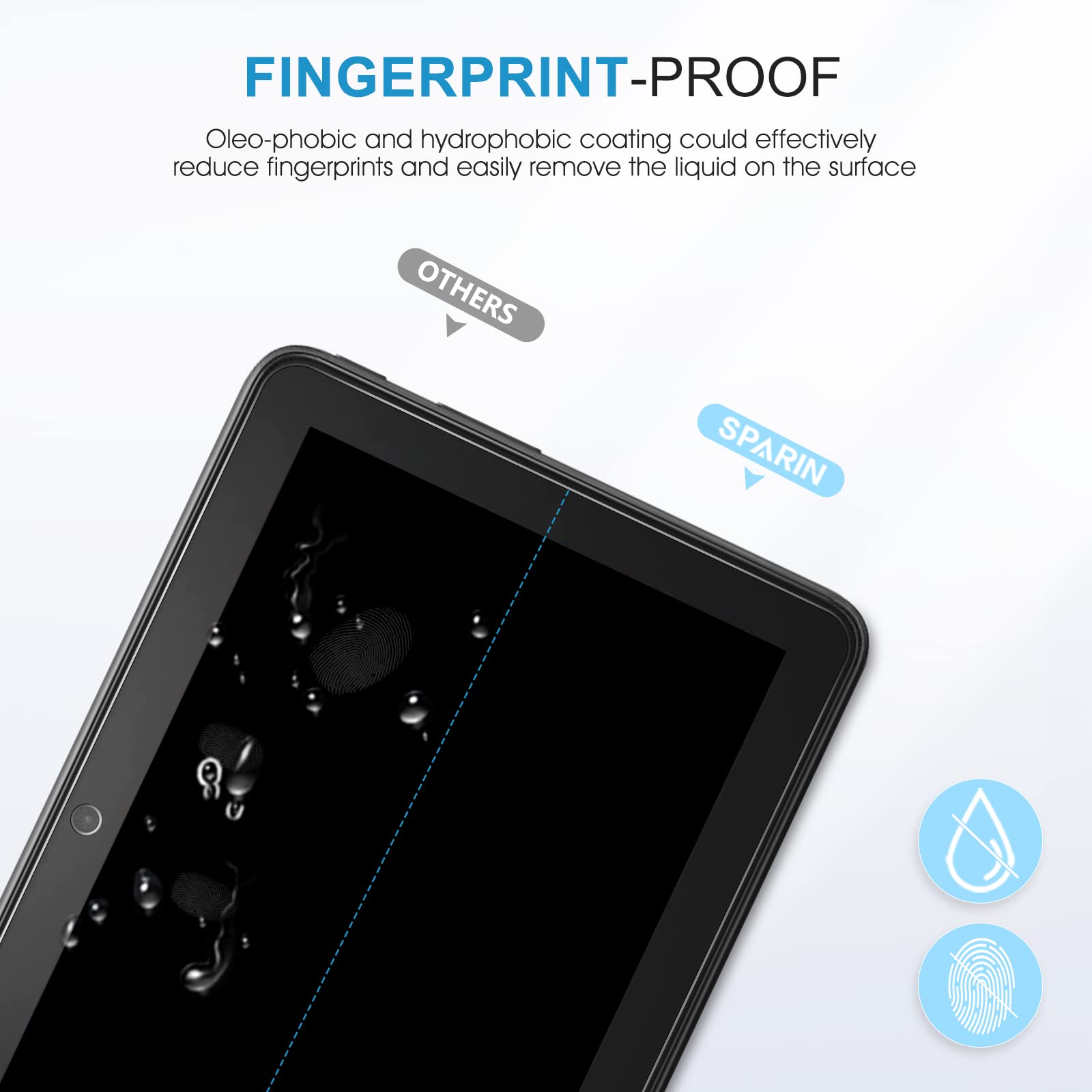 SPARIN 2 Pack Screen Protector Compatible with All-new Fire 7/Fire 7 Kids Tablet (12th Generation, 2022 Release) 7 Inch, Tempered Glass/Anti-Scratch