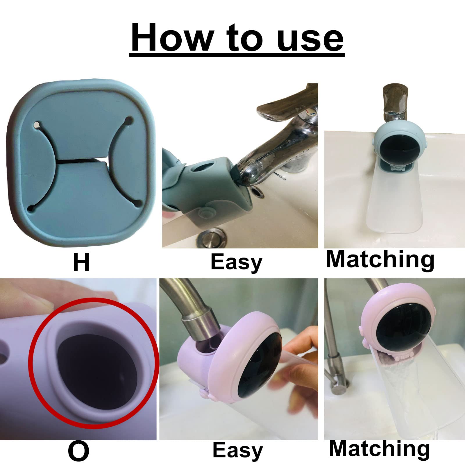 Sink Extender for Toddlers, Fits Sink Spout Tub for Kitchen and Bathroom, Detachable & Portable Fun Astronaut Design Hand Washing Tool (Blue, Pink, 2PCS)