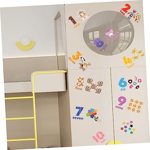 VOSAREA 3 Sets Digital Cartoon Wall Sticker Wall Decoration Classroom Wall Decals Number Wall Stickers Kindergarten Wall Sticker Trendy Room Decor Cartoon Number Design Sticker