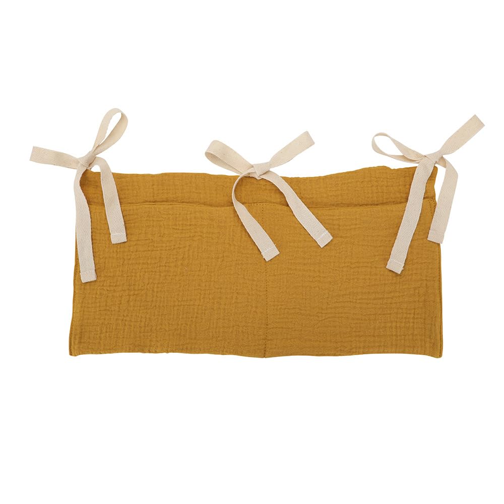 MIRYOKAER Baby Nursery Crib Organizer, Cotton Bedside Hanging Storage Bag, Multiuse Diaper Organizer for Baby Cribs and Toys, Turmeric