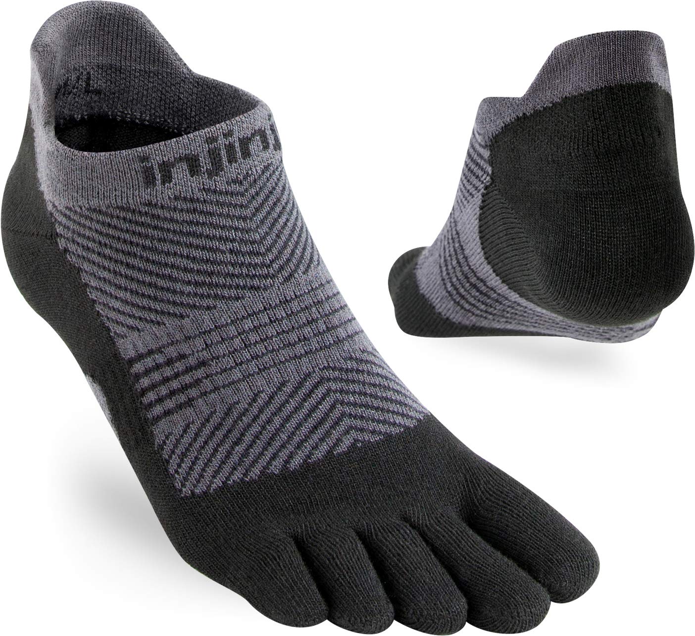 Injinji Women's Run Lightweight No-Show Toe Socks, Black, X-Small/Small