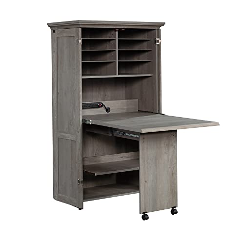 Sauder Miscellaneous Storage Craft & Sewing Armoire, L: 35.112" x W: 21.81" x H: 61.58", Mystic Oak Finish