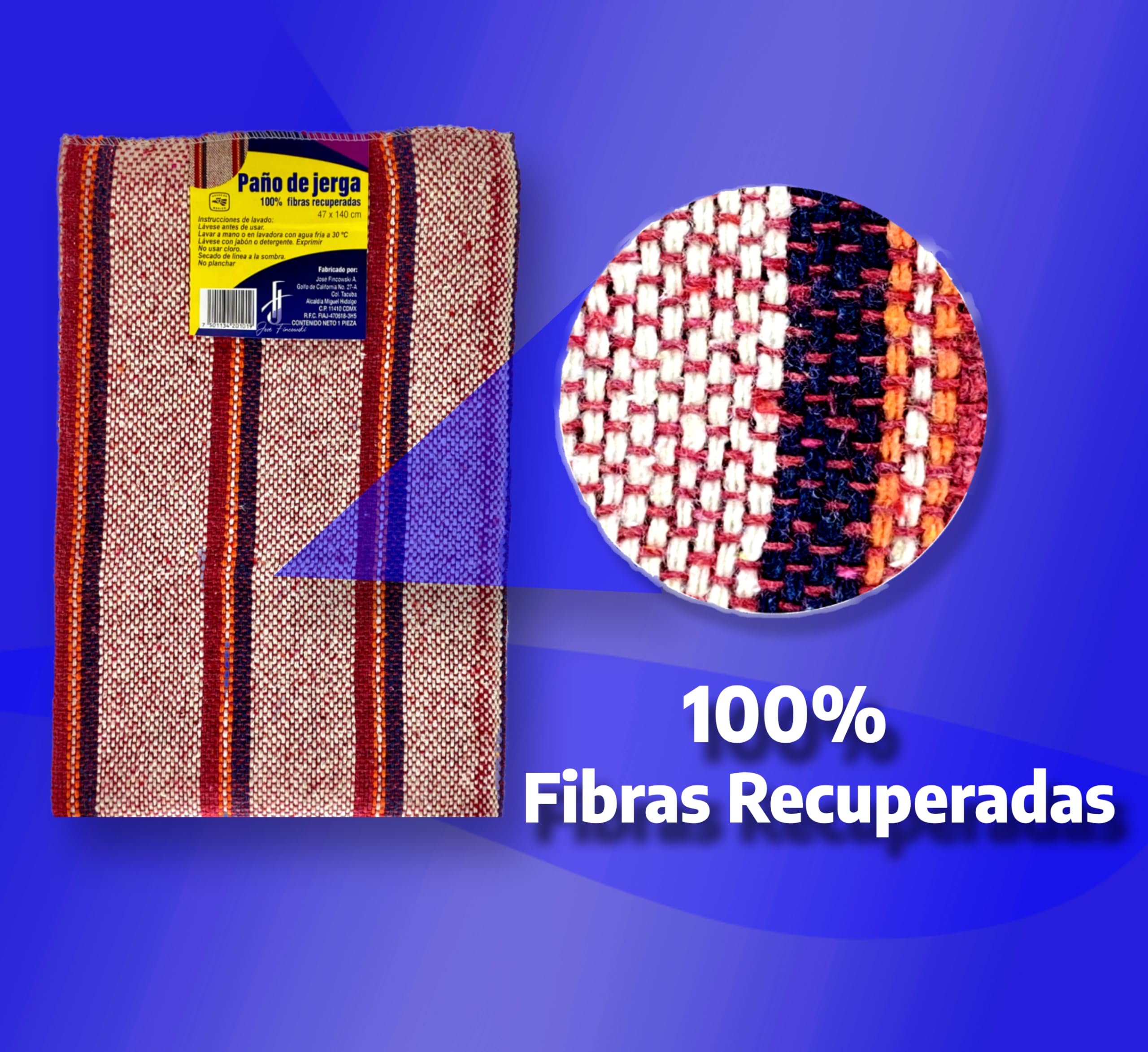 JF José Fincowski - Multipurpose Rag 140 x 47 cm. Mexican Jerga + Bonus, Ultra Absorbent Kitchen Cloths, Ideal Rags for Mopping and Cleaning Floors, Bathroom, and Kitchen. Mopping Rags.