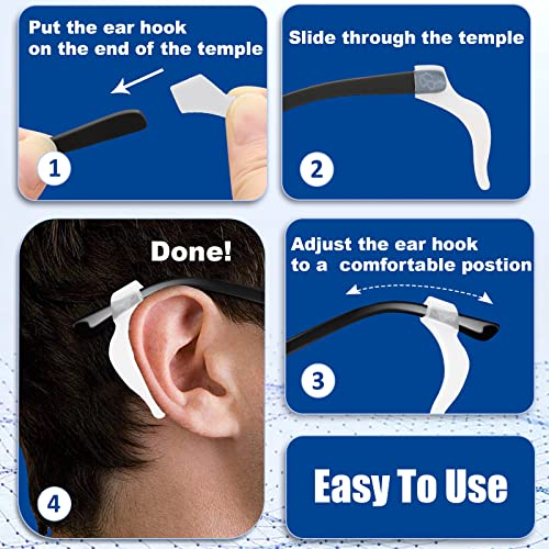 SMARTTOP Eyeglass Ear Grip - Soft Comfortable Anti-slip Holder, Silicone Ear Hook, Eye glass Temple Tips Sleeve Retainer for Sports Glasses, Sunglasses Presbyopia Reading Glasses