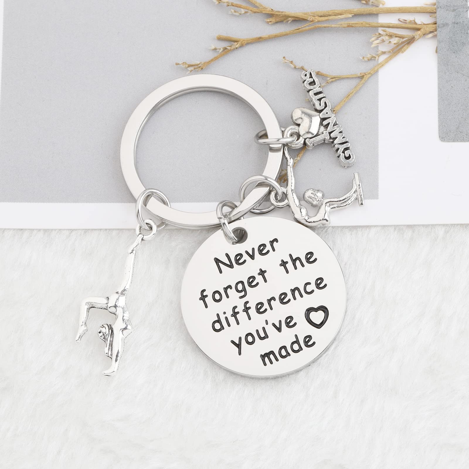 MYOSPARK Gymnastics Keychain Gymnastics Team Gift Gymnastics Student Graduation Gift Never Forget The Difference You’ve Made (Gymnast difference KC)